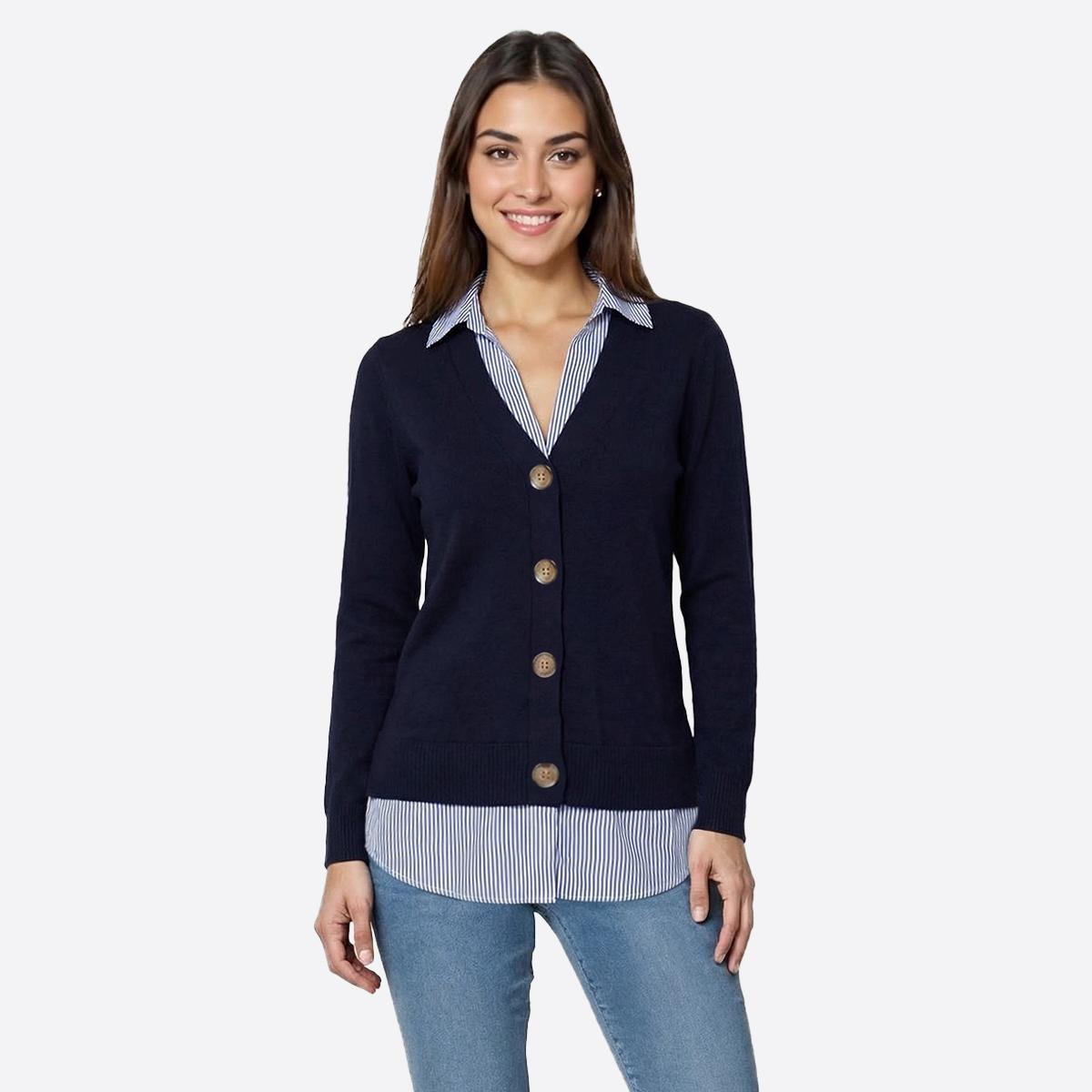 Click here for Womens Absolutely Famous Two In One Stripe Button... prices